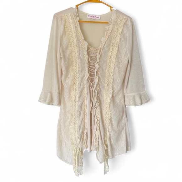 Pretty Angel | Tops | Pretty Angel Vintage Lace Ruffle Tunic | Poshmark